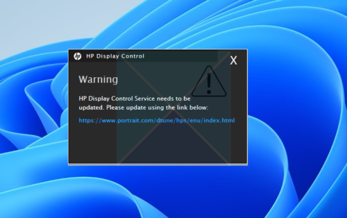 HP Display Control Service needs to be updated