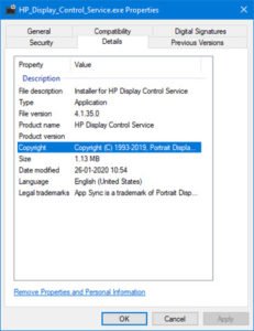 HP Display Control Service needs to be updated