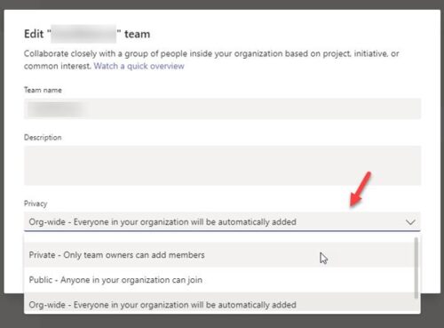 How to create a Private Team and change Privacy in Teams