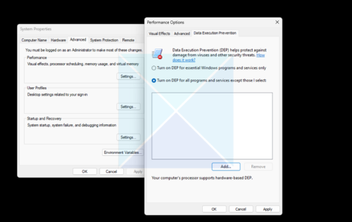 Data Execution Prevention or DEP feature in Windows 11/10