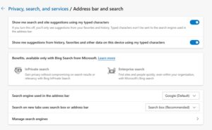 How to change default Search Engine in Edge browser