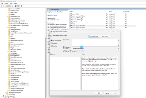 Enable & configure PIN Complexity Group Policy in Windows 11/10