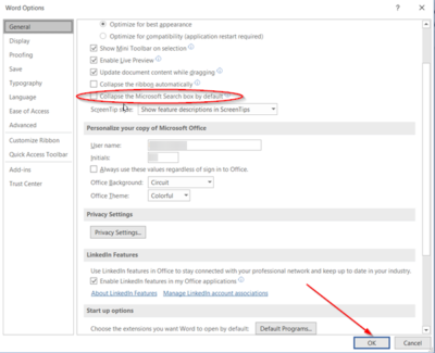 How to remove the Search Bar in the Office 365 Title Bar