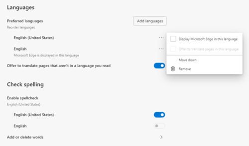 Add or Change display language in Microsoft Edge on Windows 11