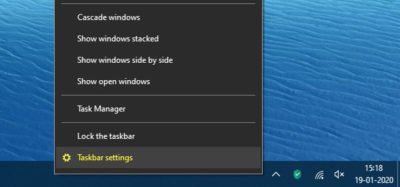 How to change the Taskbar Location in Windows 10