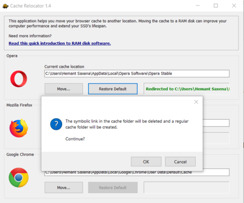 How to change Browser Cache Location in Windows 11