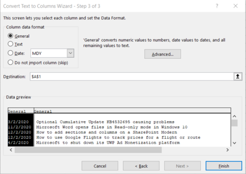 How to split one column into multiple columns in Excel