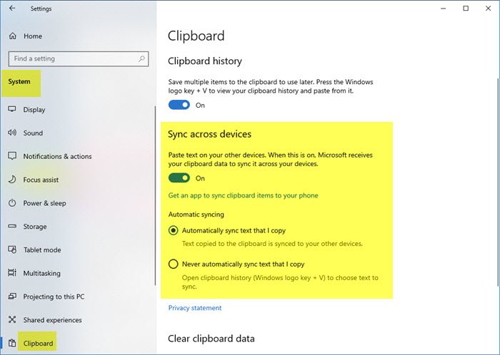 How to disable Clipboard Sync Across Devices in Windows 11/10 How to disable Clipboard Sync Across Devices in Windows 11/10