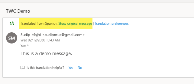 How to automatically translate Emails in Outlook.com