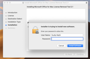 Remove Office license from Mac using License Removal Tool