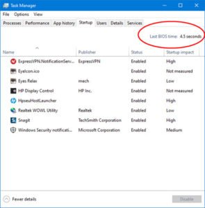 What is Last BIOS Time in Task Manager of Windows 11?