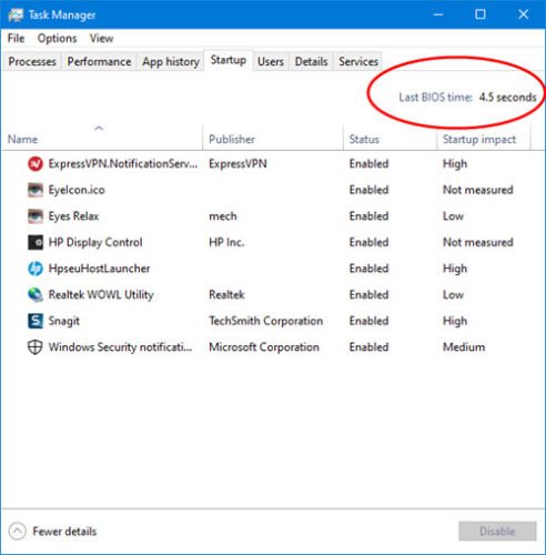 What is Last BIOS Time in Task Manager of Windows 11?