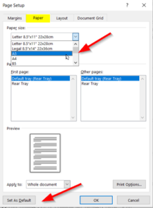 How to change the Paper Size in Microsoft Word