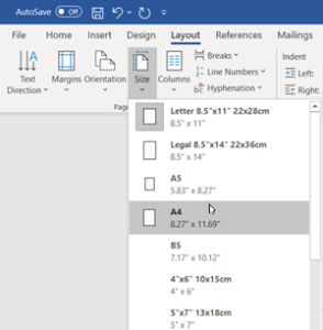 How to change the Paper Size in Microsoft Word