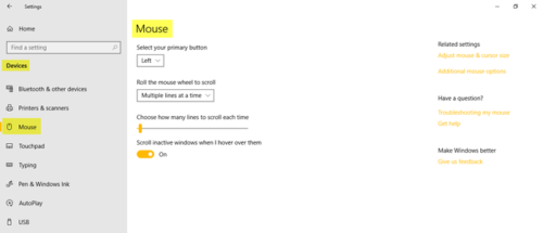 Windows 10 Devices Settings: Change Printers, Bluetooth, etc, settings