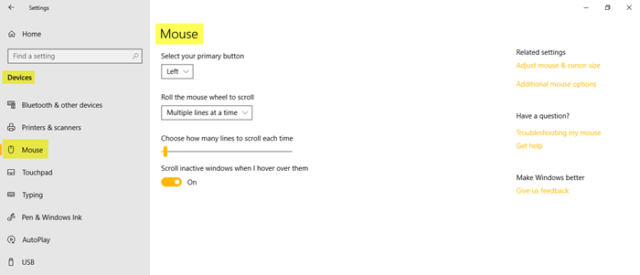 Windows 10 Devices Settings: Change Printers, Bluetooth, etc, settings