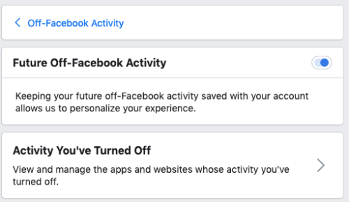 How to turn off and control Off-Facebook Activity?