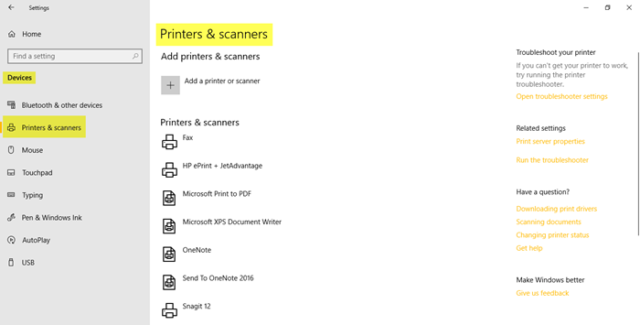 Windows 10 Devices Settings: Change Printers, Bluetooth, etc, settings