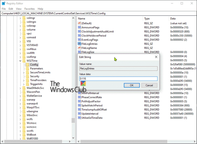How to turn on debug logging in the Windows Time Service