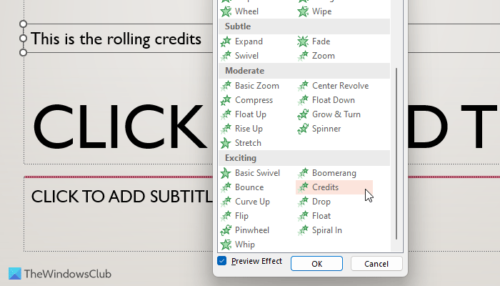 How to add Rolling Credits in PowerPoint presentation