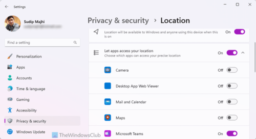 Your location has recently been accessed or is currently in use