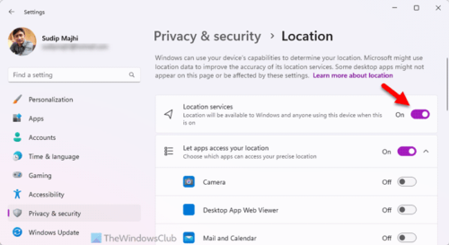 Your location has recently been accessed or is currently in use
