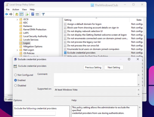 Custom credential providers fails to load on Windows 11/10