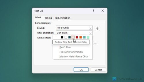 How to dim Text in PowerPoint presentations