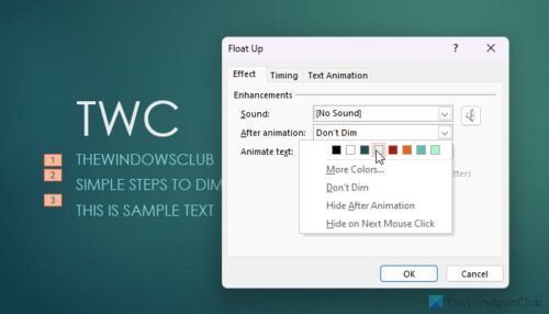 How to dim Text in PowerPoint presentations