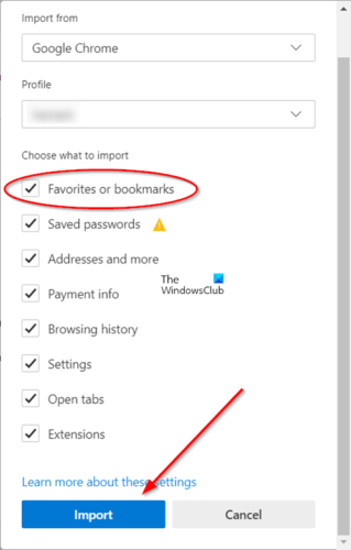 How to import Favorites into Edge from Chrome, Firefox browsers