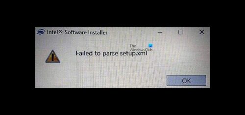 Failed to parse setup.xml - Intel Software Installer error