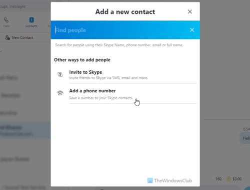 Send text message from Windows PC using Skype