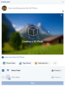 How to create and post a 3D Photo on Facebook using PC
