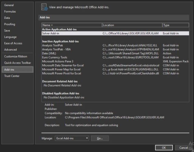 How To Load Solver Add In In Excel If It Is Not Showing