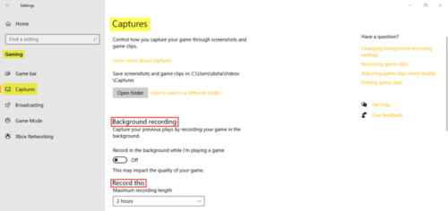 Gaming Settings in Windows 10 - Features and Functions