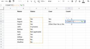 How to count number of Yes or No entries in Excel