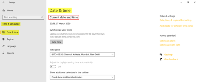 Change Date, Time, Region, Locale, Language in Windows 10