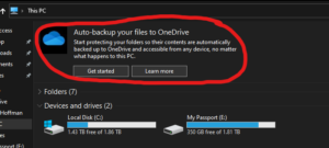 Disable Auto backup your files to OneDrive notification in Windows