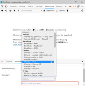 Change User Agent and Geolocation in Edge Developer Tools