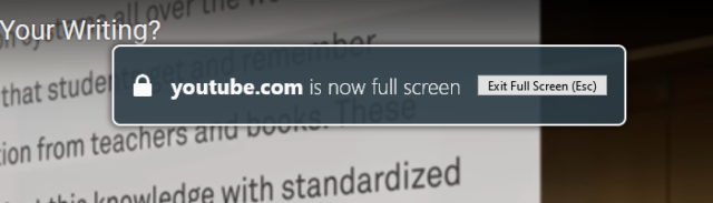How to disable Now Fullscreen warning message in Firefox