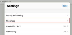 Customize, Hide News feed on New tab page of Edge for iPad