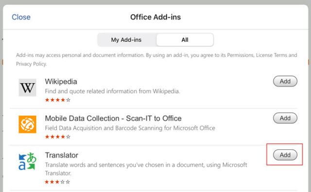 How to install and use Word and Excel add-ins on iPad