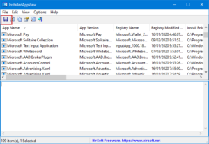 Get a list of all installed apps on Windows PC - InstalledAppView