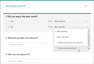 How to add and use Branching in Microsoft Forms