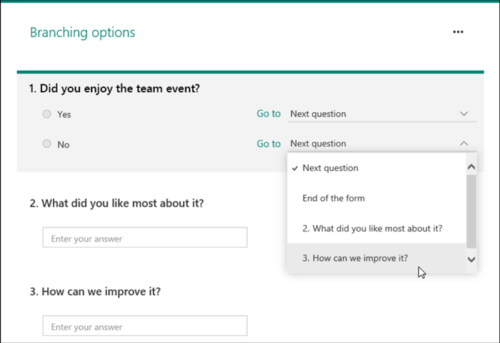 How to add and use Branching in Microsoft Forms