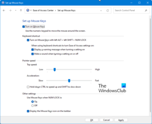 How to move Mouse Pointer with Keyboard in Windows 11/10