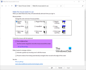 How to move Mouse Pointer with Keyboard in Windows 11/10