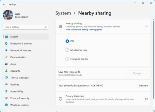 How to enable and use Nearby Sharing on Windows 11/10