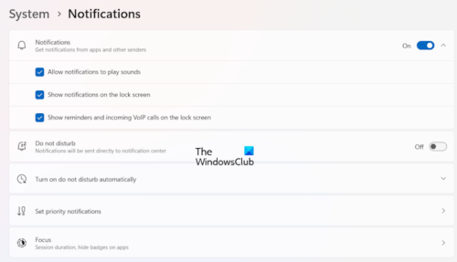 Change App Notifications settings from Action Center in Windows 11/10