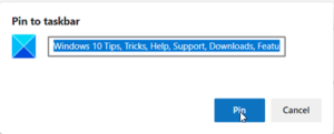 Pin website to Taskbar or Start Menu using Edge in Windows 10